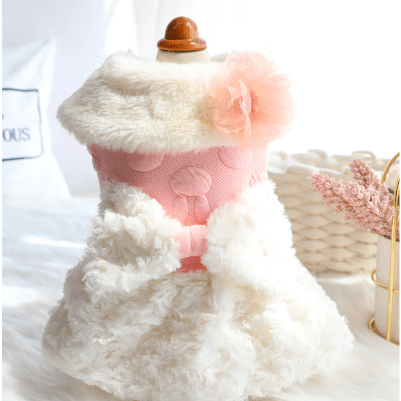 Faux Fur White & Pink Dress – Poochie Moochie Pet Store West Edmonton