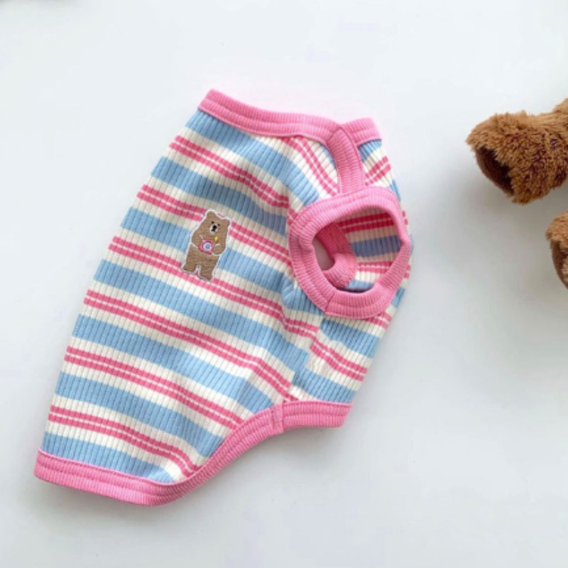 Ribbed Striped Tank w/Bear – Poochie Moochie Pet Store West Edmonton