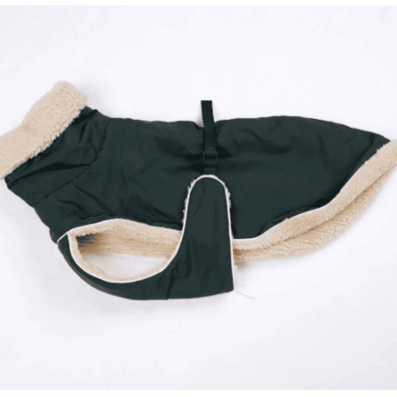 Sherpa Lined Adjustable Jacket Green Edmonton | Dog Apparel | Poochie ...